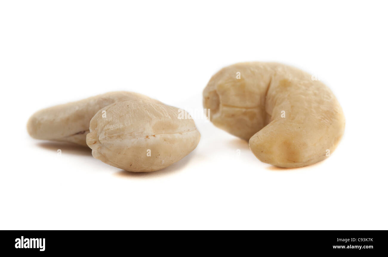 Two Cashew Nuts on White Isolated Background Stock Photo - Alamy