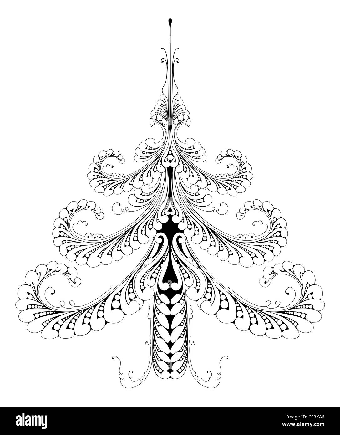 Illustration of a beautiful festive abstract pattern Christmas tree ...