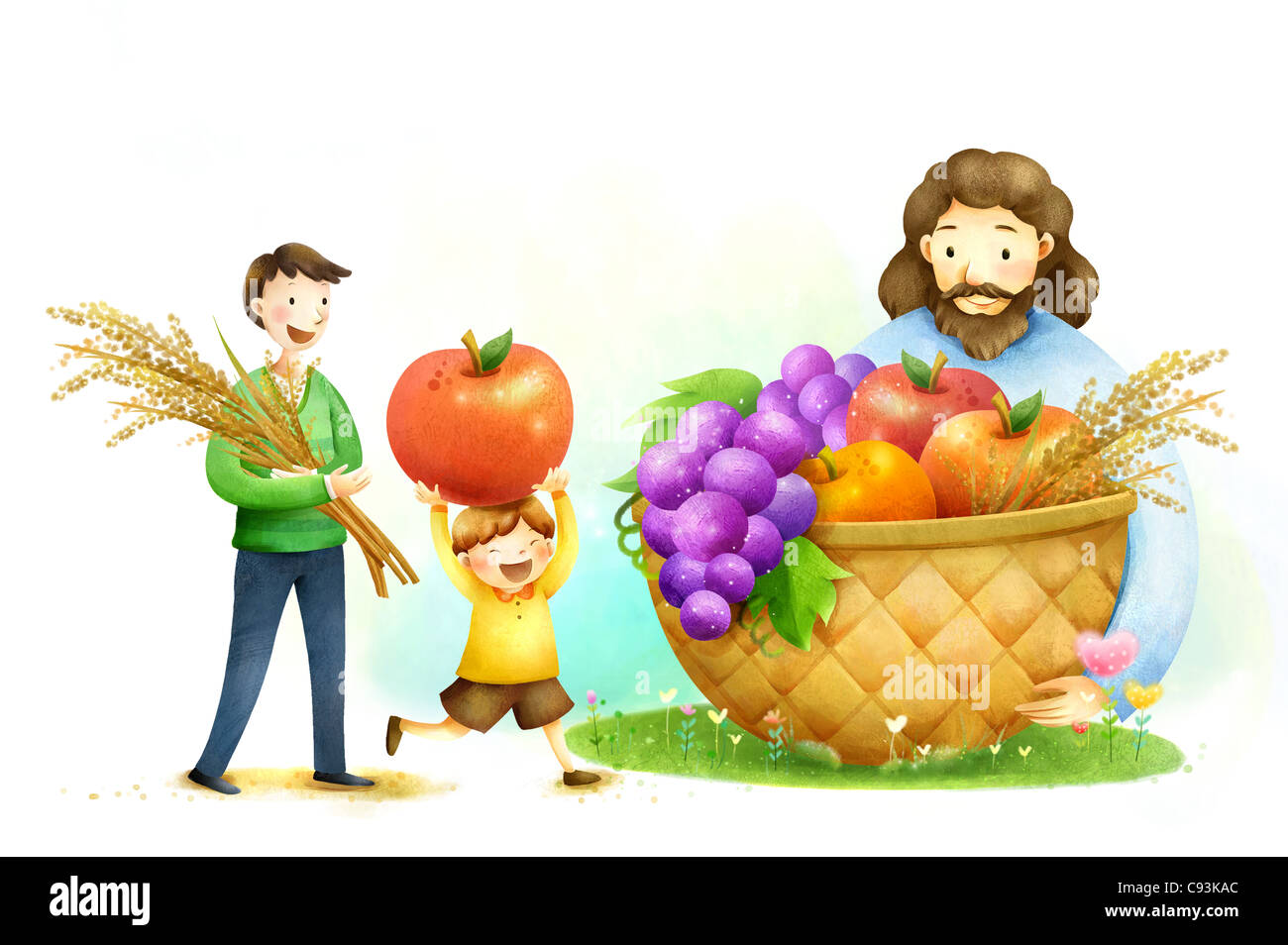 Jesus christ holding basket fruits hi-res stock photography and images ...