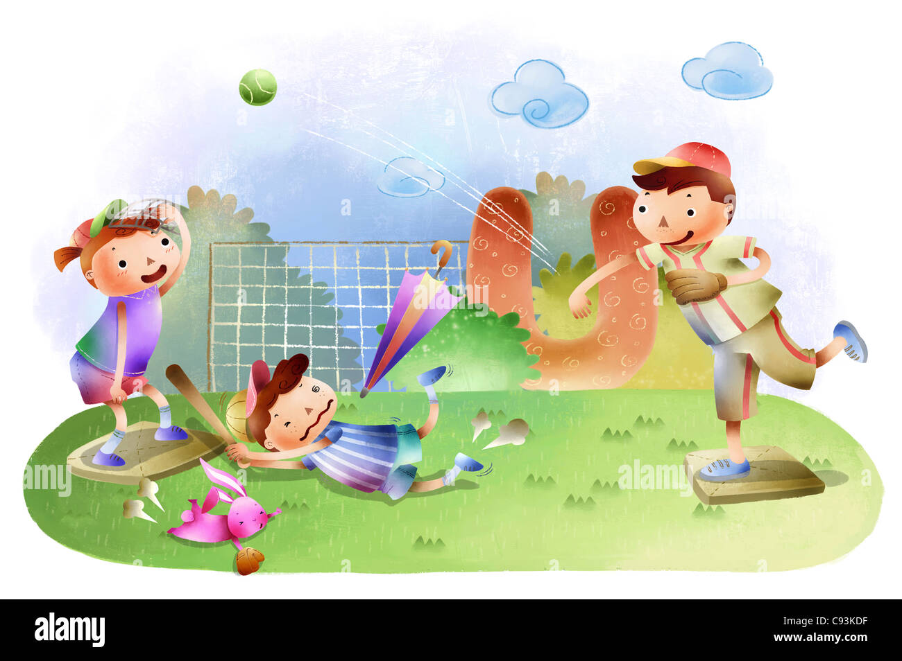 Children playing baseball Stock Photo - Alamy