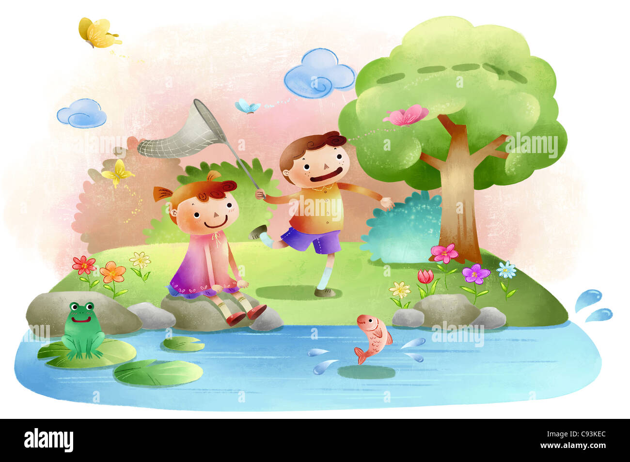 Boy catching butterfly hi-res stock photography and images - Alamy