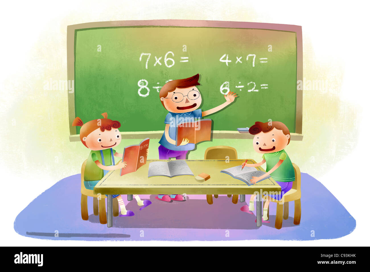 Teacher teaching mathematics to student in classroom Stock Photo - Alamy