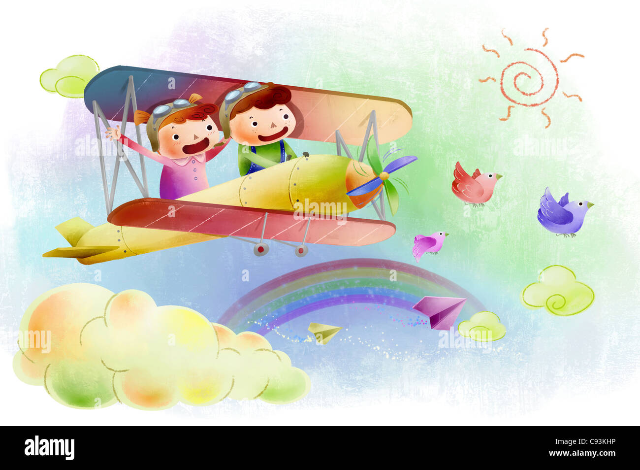Boy paper airplane Cut Out Stock Images & Pictures - Alamy