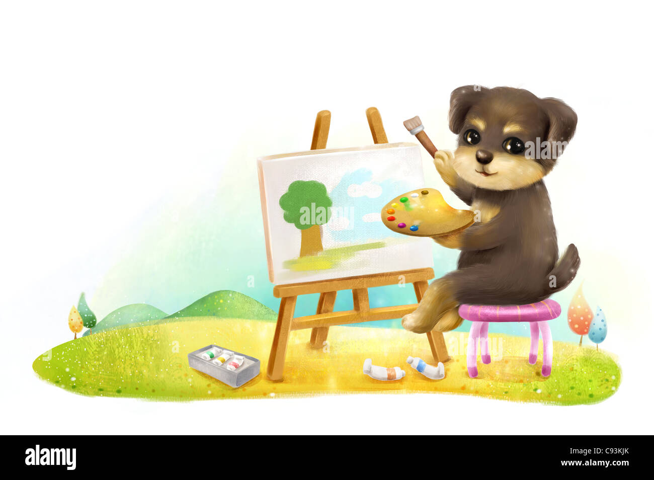 Young dog drawing sketch outdoor, portrait Stock Photo - Alamy