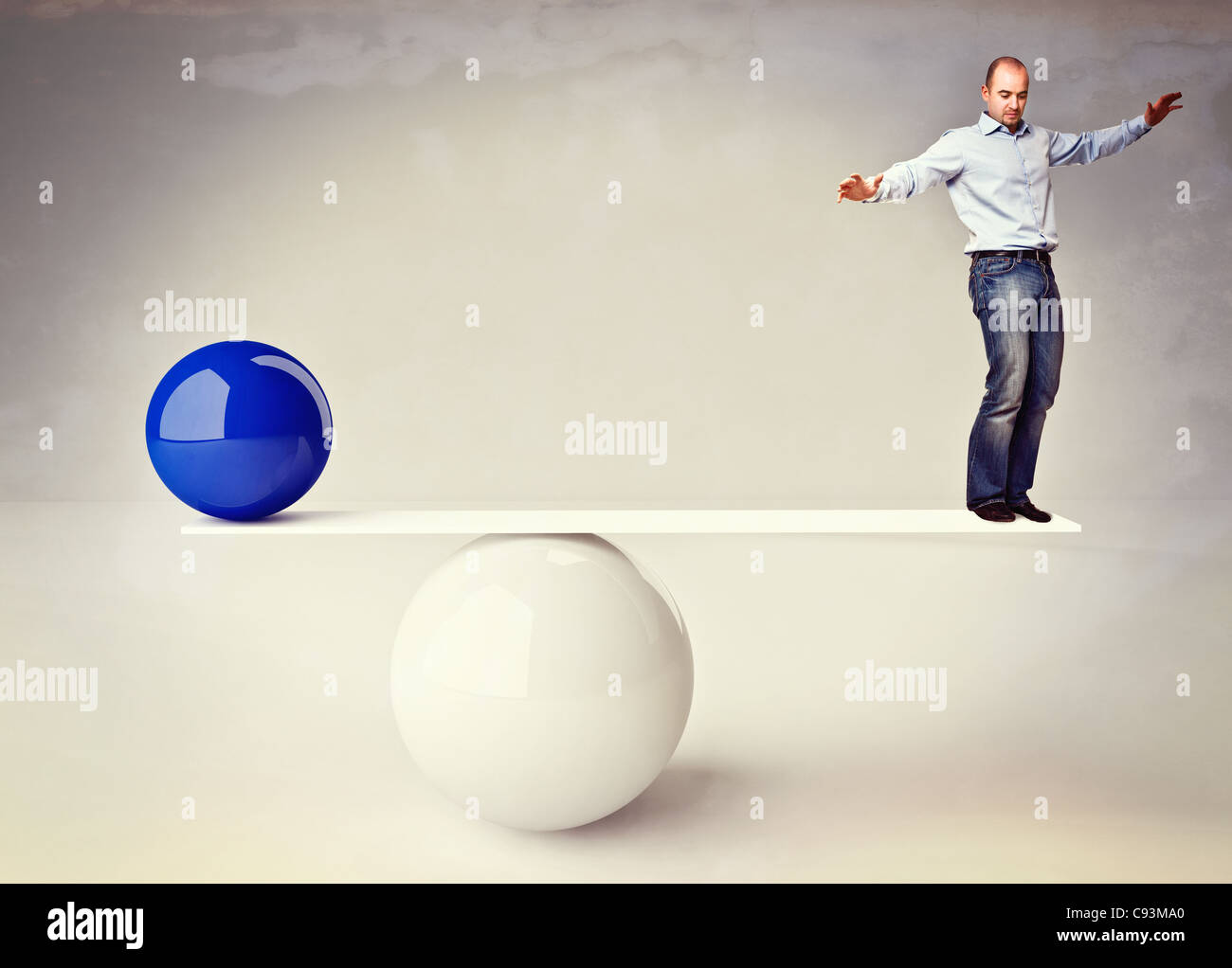 caucasian man try to balance himself background Stock Photo - Alamy
