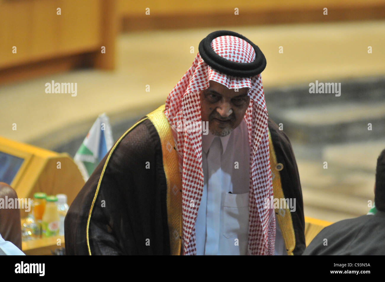 Saudi Foreign Minister Saud al Faisal at the Arab League meeting ...