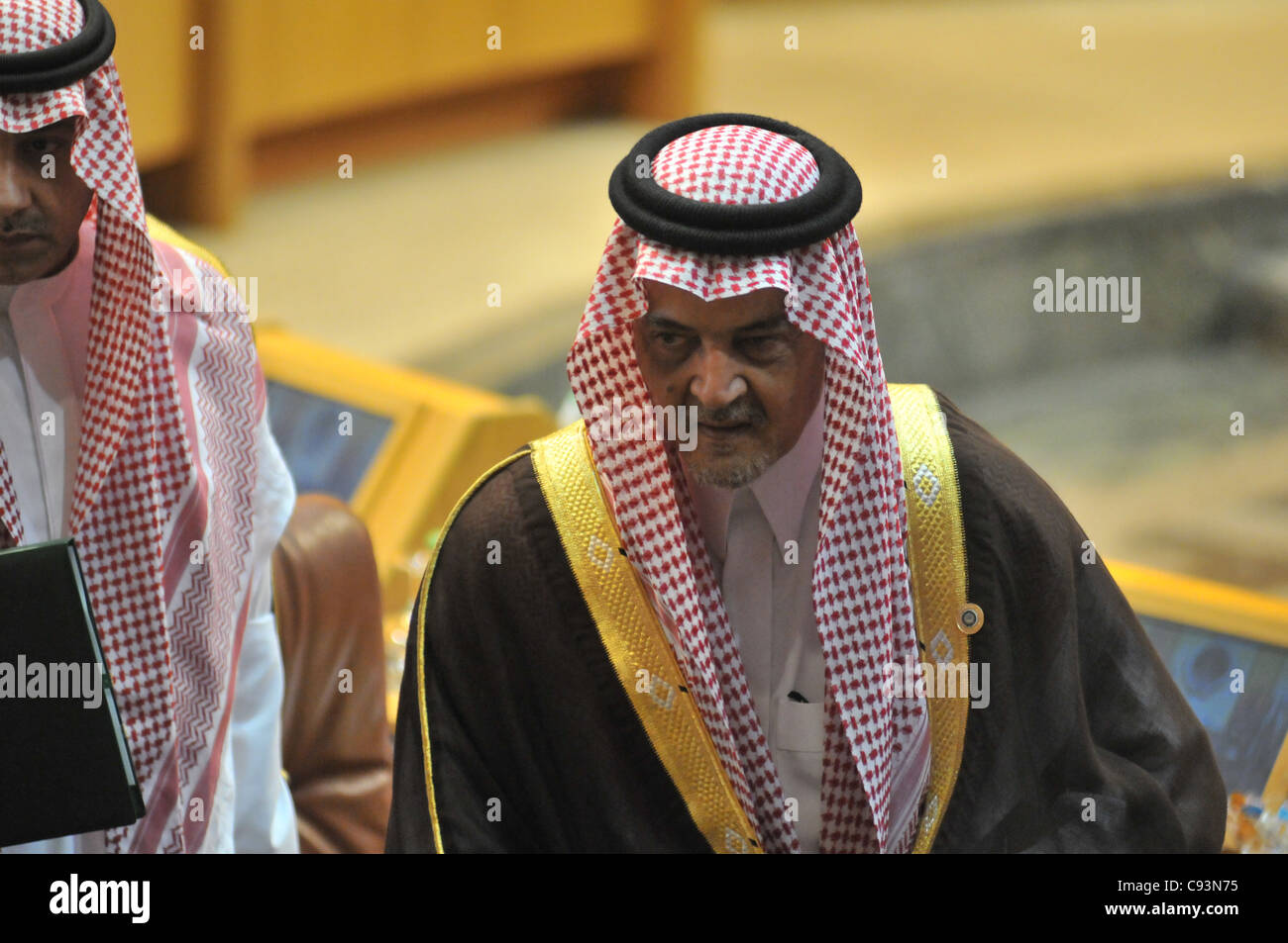 Saudi Foreign Minister Saud al Faisal at the Arab League meeting ...
