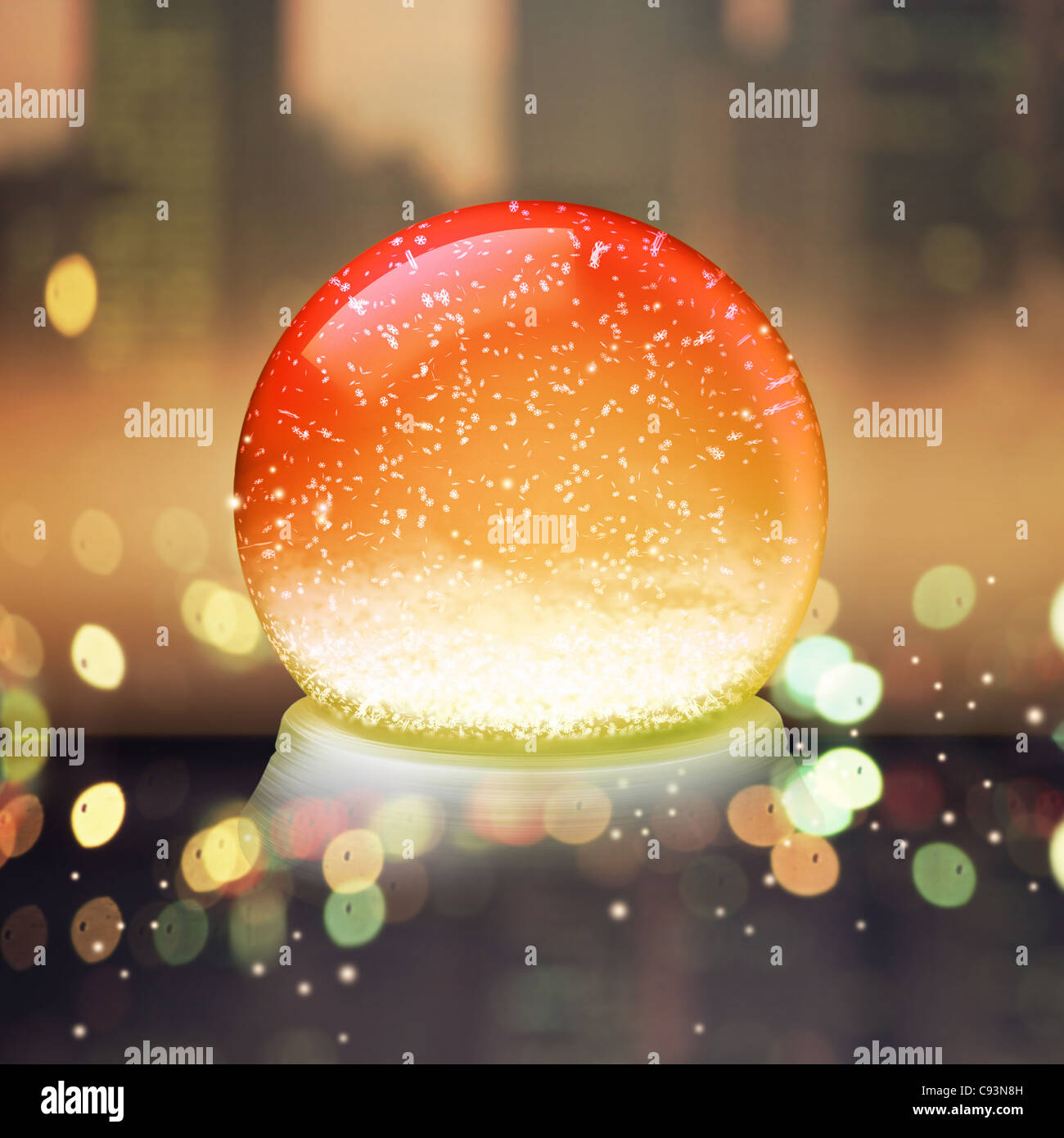 Realistic illustration of an empty snow-dome against a holiday ...