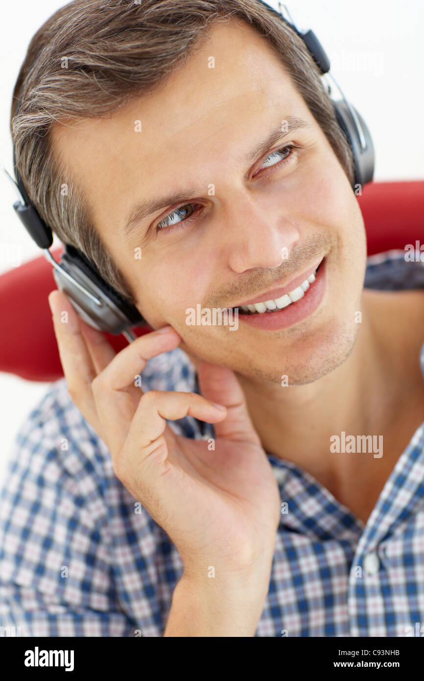 Man with headphones Stock Photo - Alamy