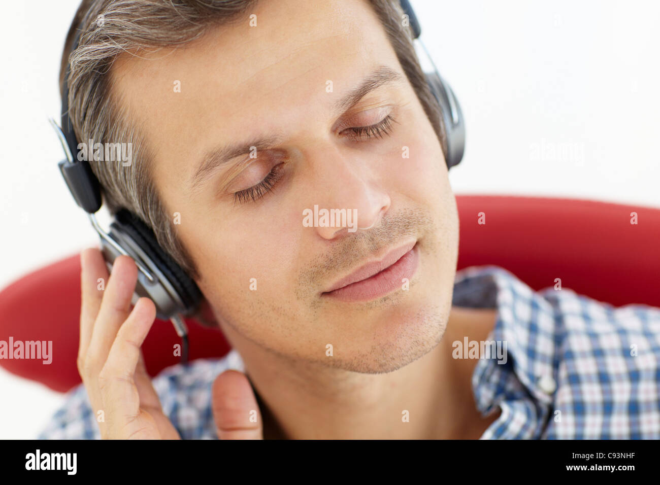 Man with headphones Stock Photo - Alamy