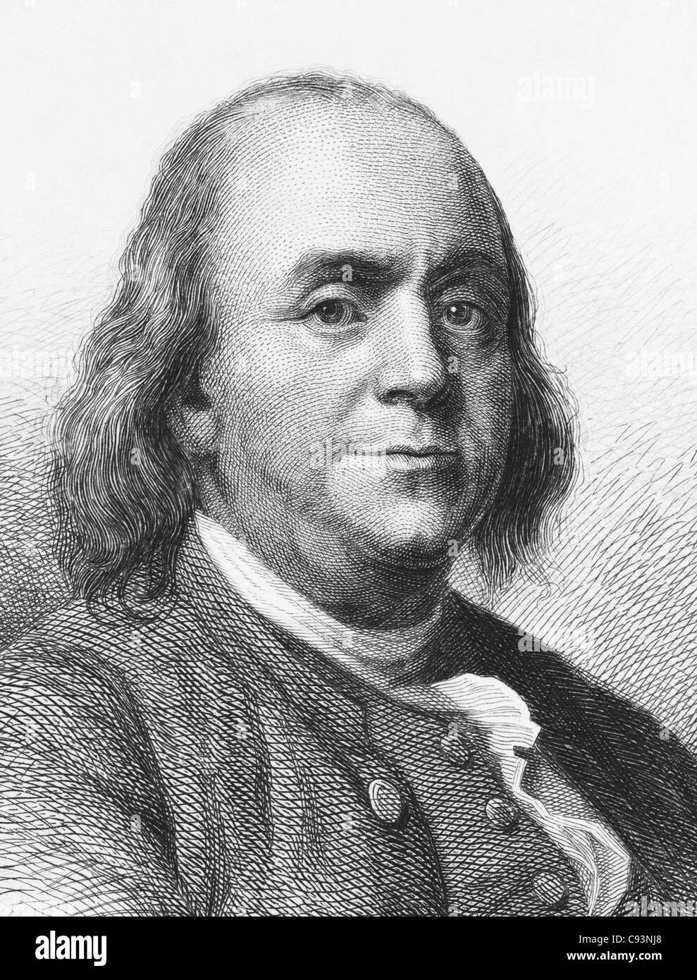 Vintage portrait of American statesman and US Founding Father Benjamin ...