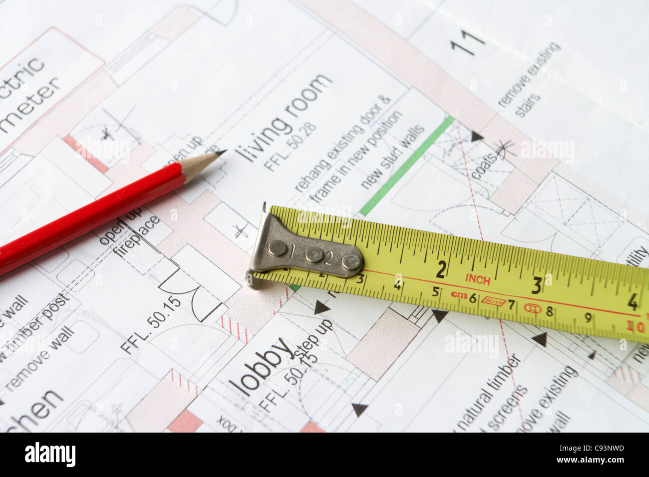 Close up house plans Stock Photo - Alamy