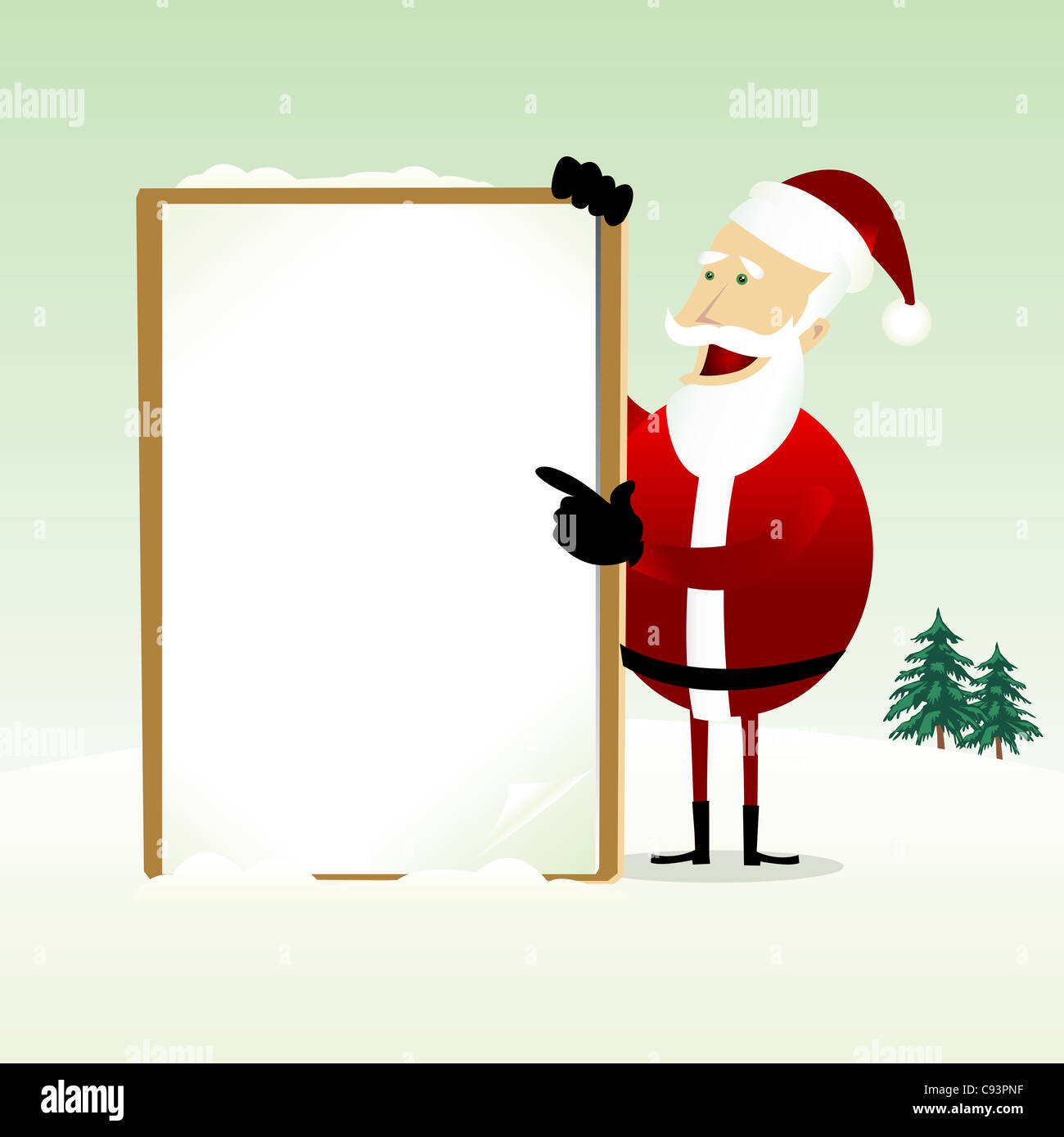 Illustration of a happy Santa Claus Holding A Blank Sign Stock Photo ...