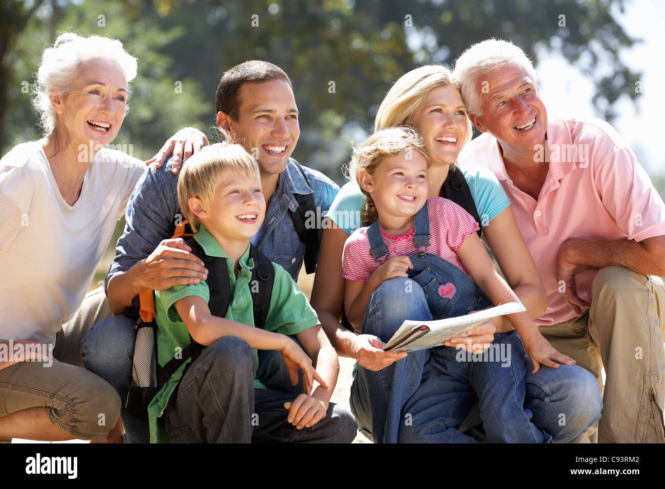 Three generation family on country walk Stock Photo - Alamy