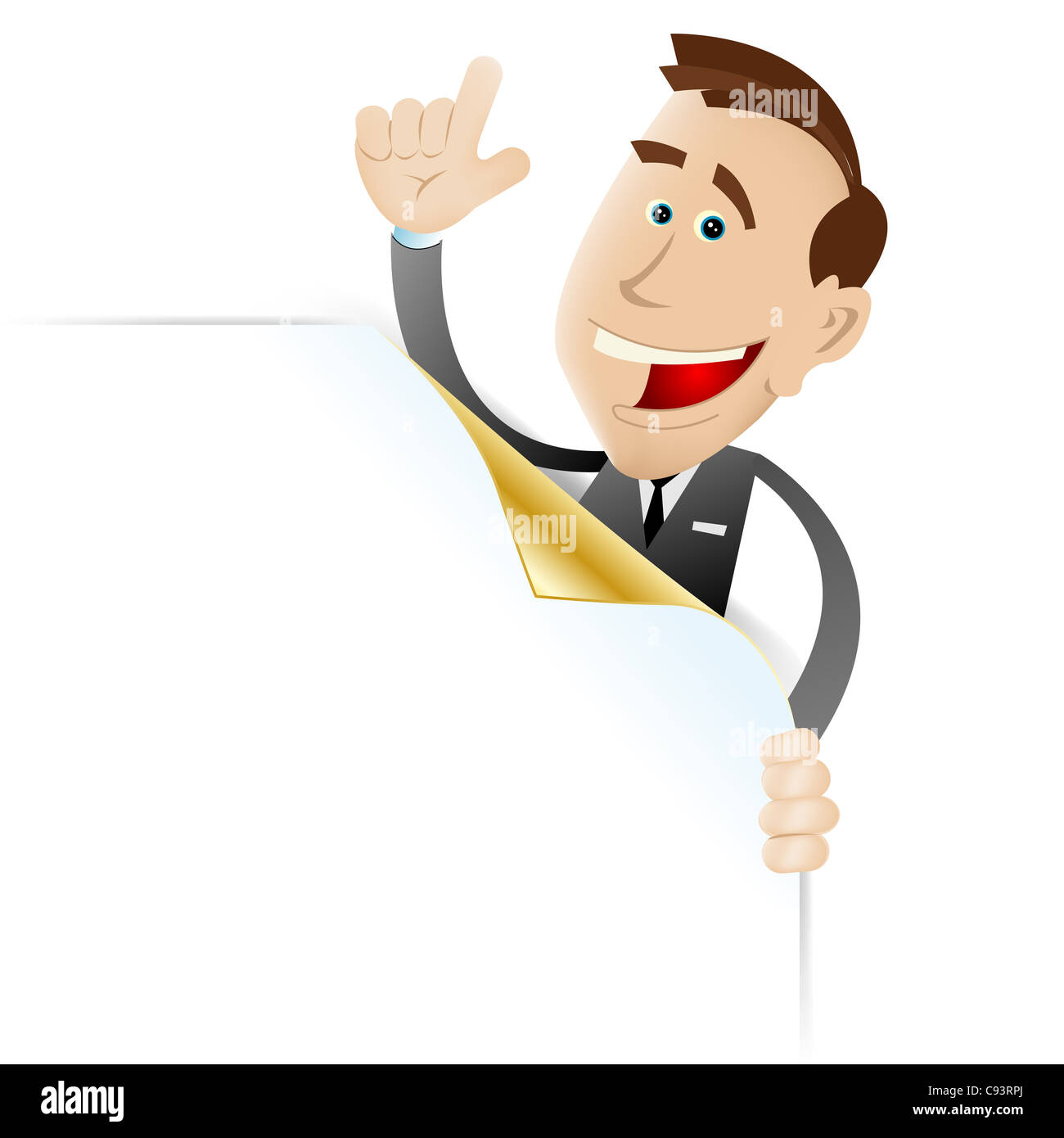 Illustration of a cartoon businessman holding sign for your ...