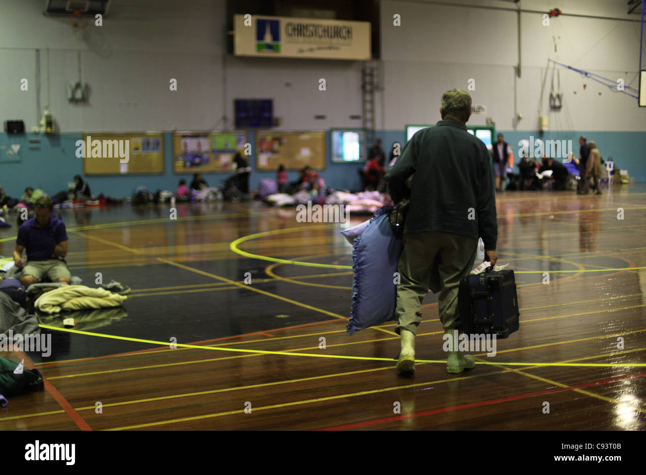 Locals seeking shelter at Cowles Stadium in Aranui. A powerful ...