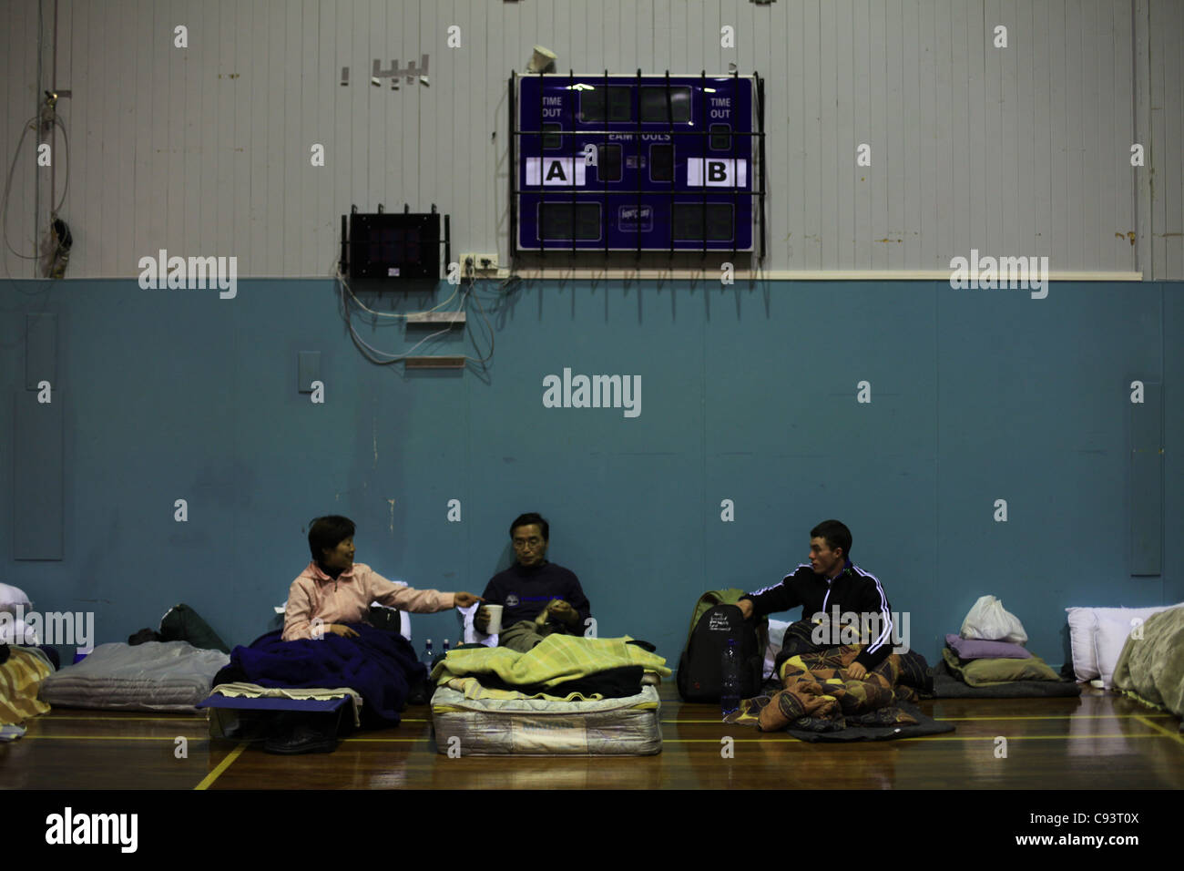 Locals seeking shelter at Cowles Stadium in Aranui. A powerful ...