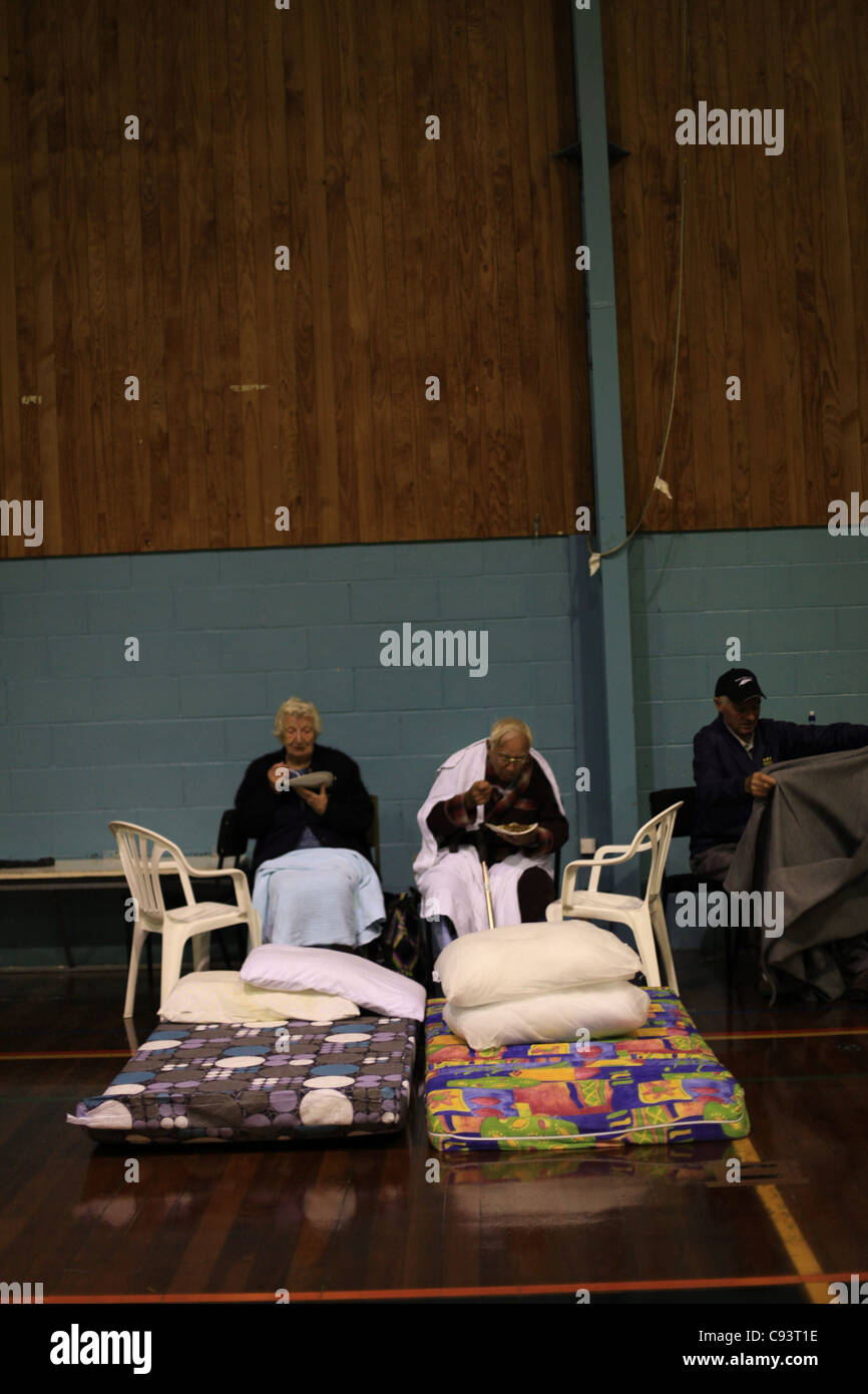 Locals seeking shelter at Cowles Stadium in Aranui. A powerful ...