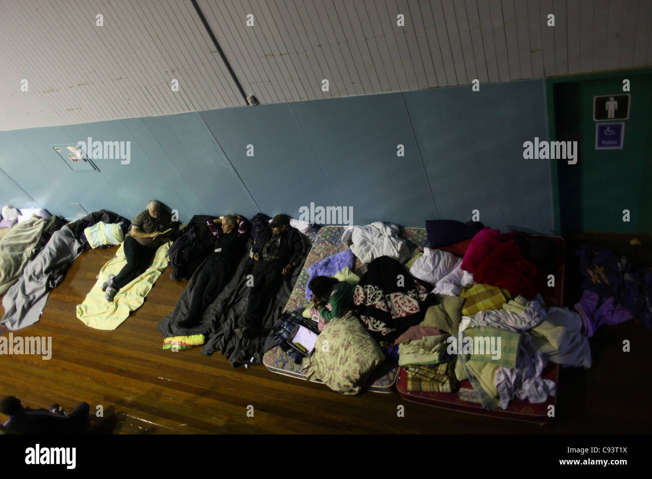 CHRISTCHURCH,NZ Locals seeking shelter at Cowles Stadium in Aranui ...