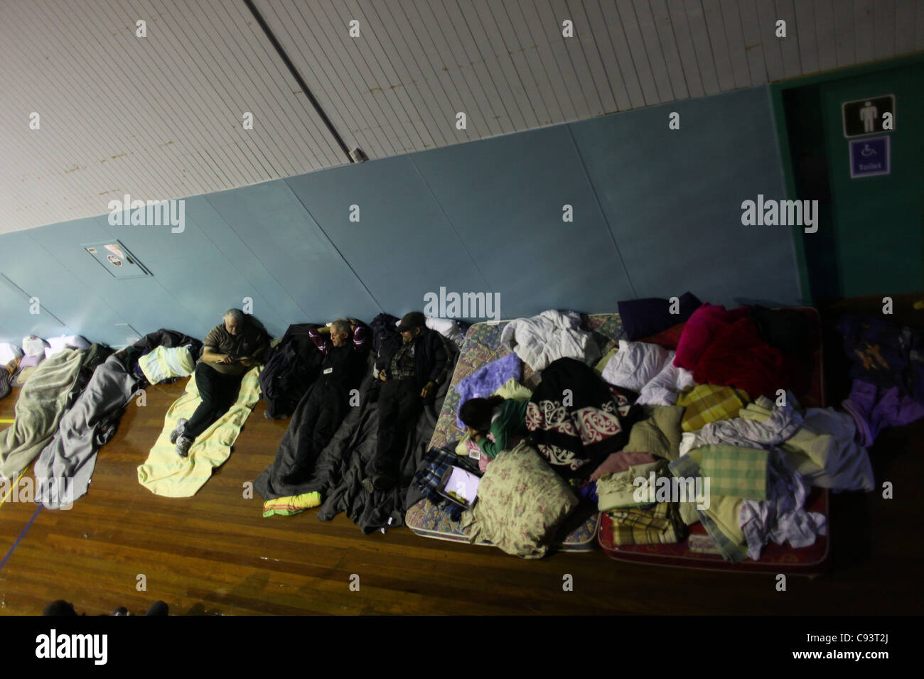 CHRISTCHURCH,NZ Locals seeking shelter at Cowles Stadium in Aranui ...