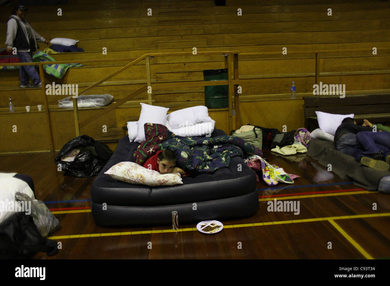 CHRISTCHURCH,NZ Locals seeking shelter at Cowles Stadium in Aranui ...