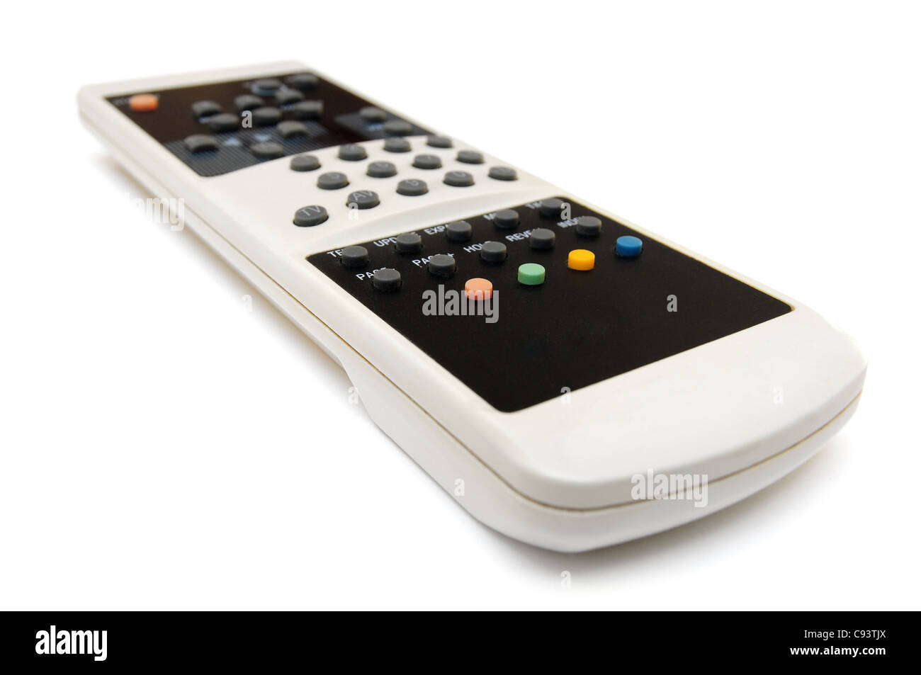 TV Remote Control over white background Stock Photo - Alamy