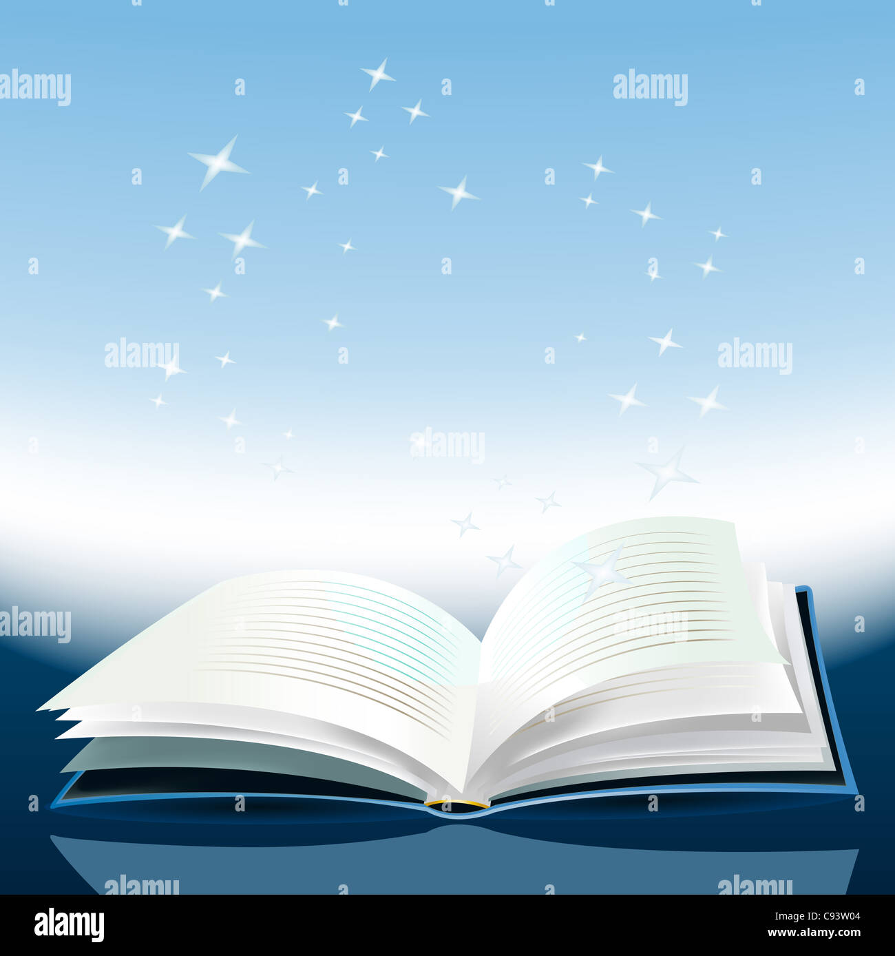 Illustration of a magic book with awesome stories inside Stock Photo ...