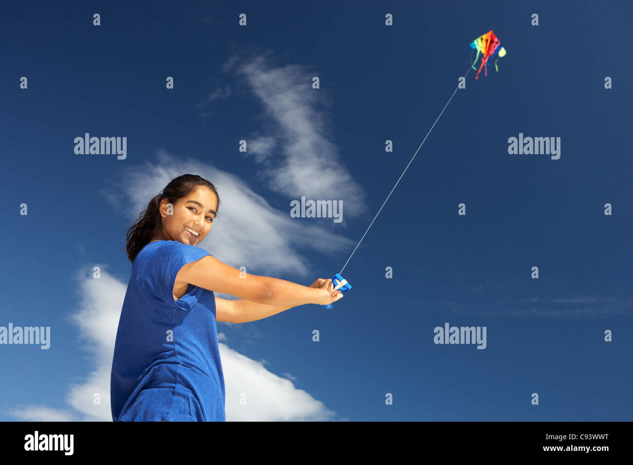 Girl Flying A Kite High Resolution Stock Photography and Images - Alamy