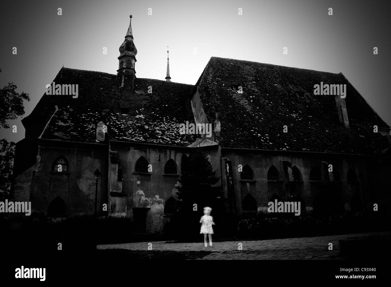 Romania, Sighisoara.Church. Ghost appearance Stock Photo - Alamy