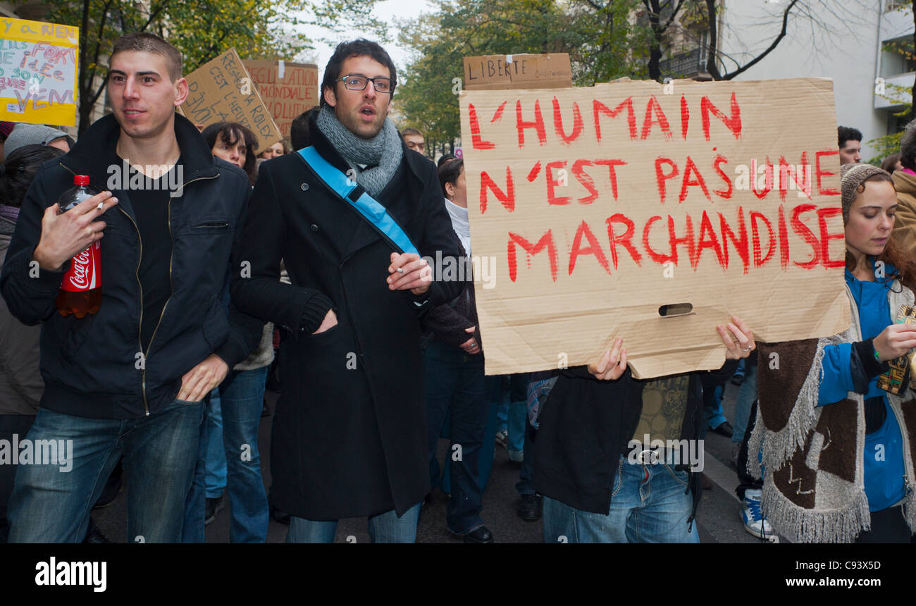 Paris, France, "Occupy France", Demonstrating, young people protesting ...