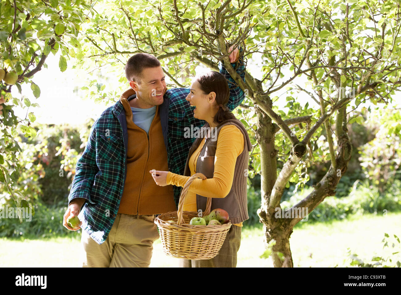 Couple picking apple orchard hi-res stock photography and images - Alamy
