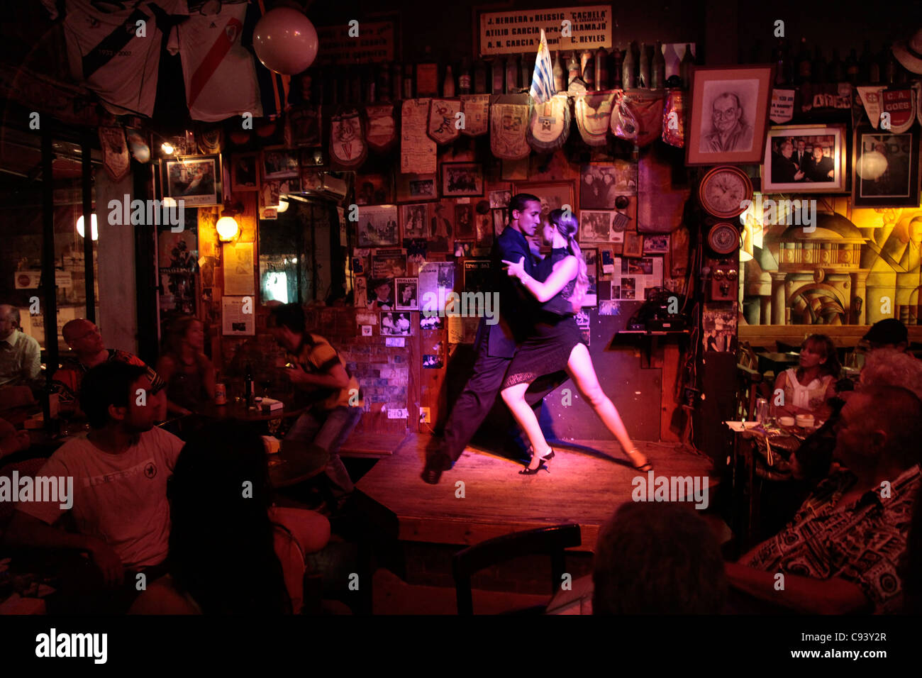 Couple dancing tango at Baar Fun Fun. Montevideo, Uruguay Stock Photo ...