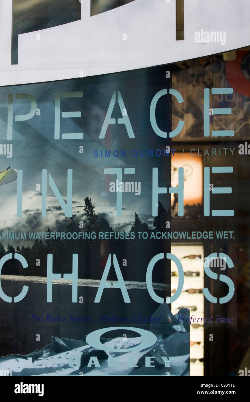 Peace in the chaos Sign near Ground Zero NYC Stock Photo - Alamy