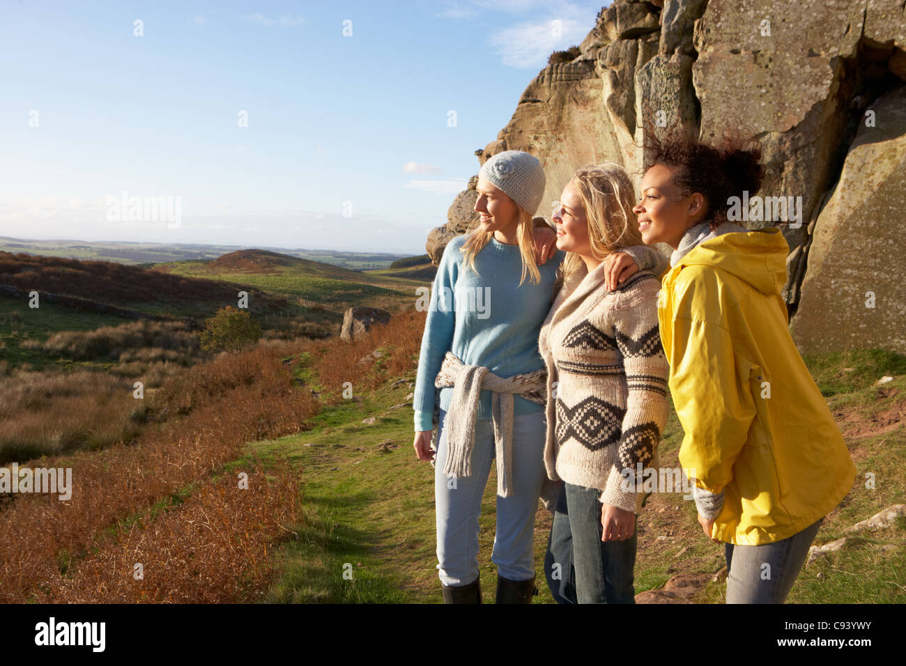 Young women on country walk Stock Photo - Alamy