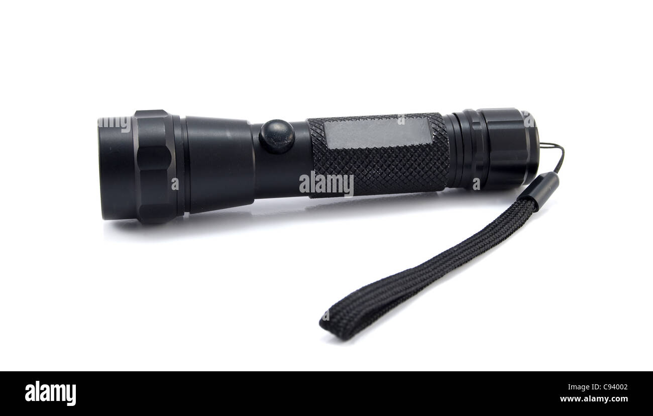 black flashlight on a white background Stock Photo - Alamy