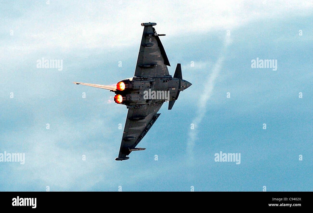 The Typhoon Eurofighter Lights Its Afterburners During Its Display At