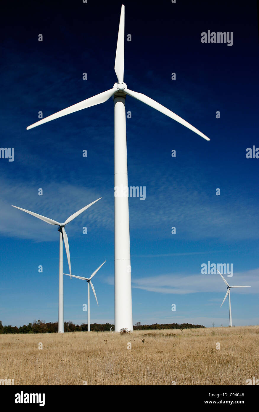Windmills in grass field Ontario Canada Stock Photo - Alamy