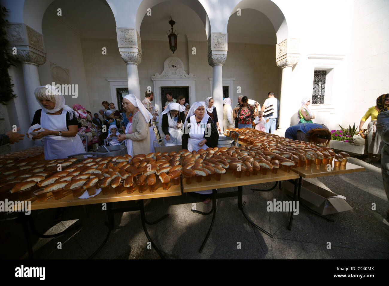 NUNS GIVE OUT BREAD AT ROMANOV CHAPEL OF THE HOLY & LIFE-GIVING CROSS ...
