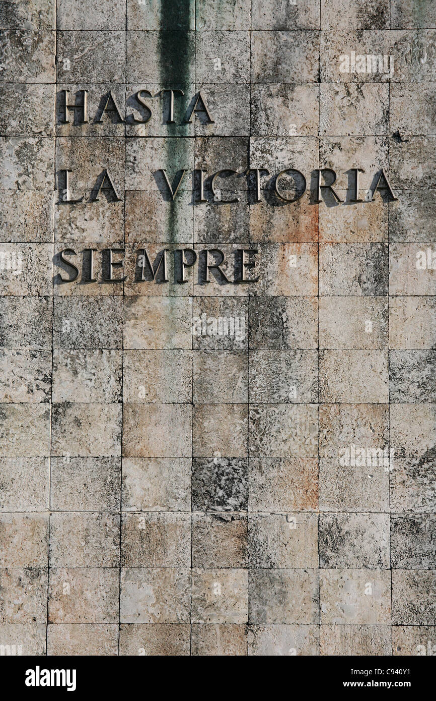Cuban revolutionary slogan Hasta la victoria siempre! at the monument ...