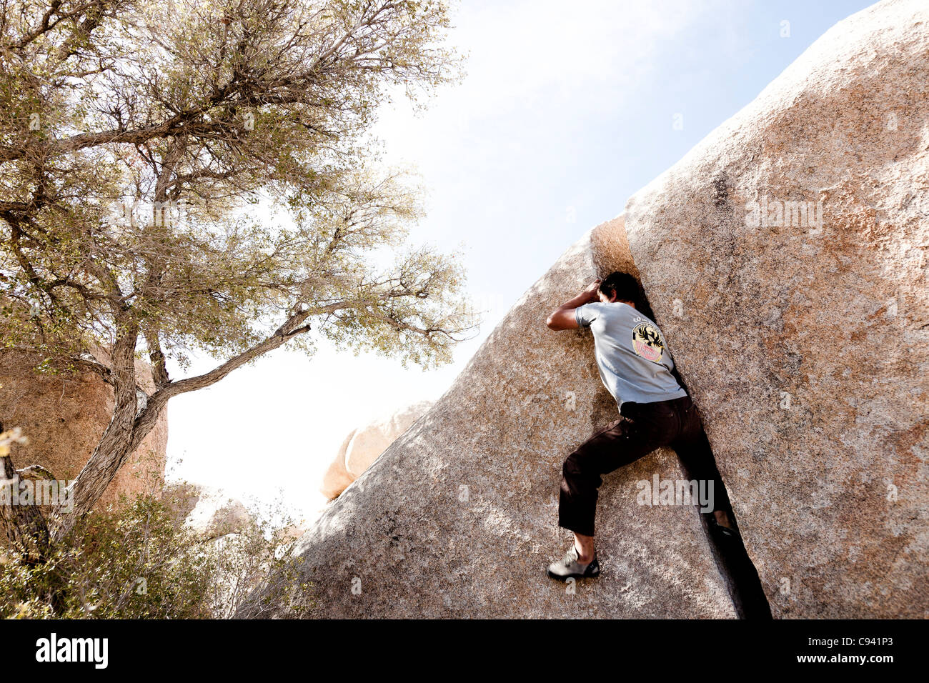 Rock Climber Free Climbing Stock Photo - Alamy