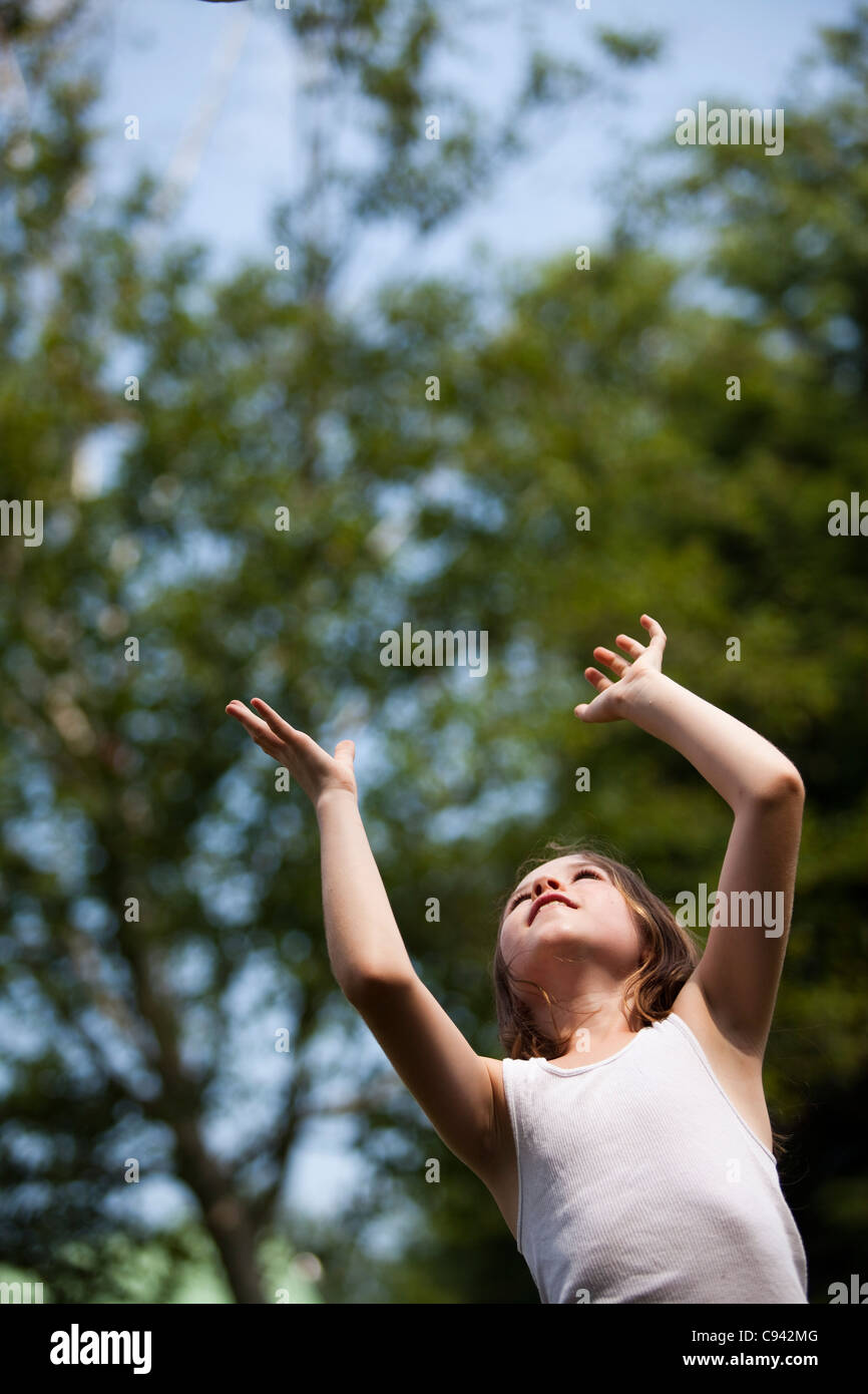 Girl Stretching Arms Up High Resolution Stock Photography and Images ...