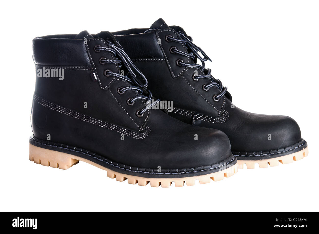 black working boots isolated on white background Stock Photo - Alamy