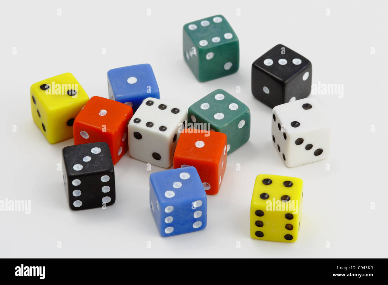 colored dice isolated on the white background Stock Photo - Alamy