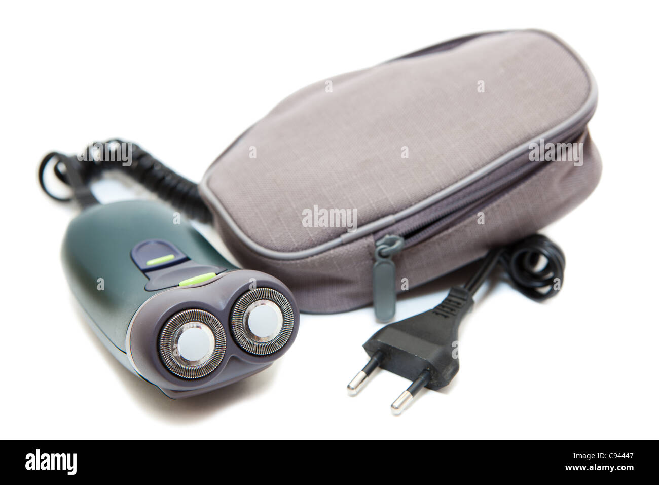 Electric shave isolated on a white background with soft case Stock ...