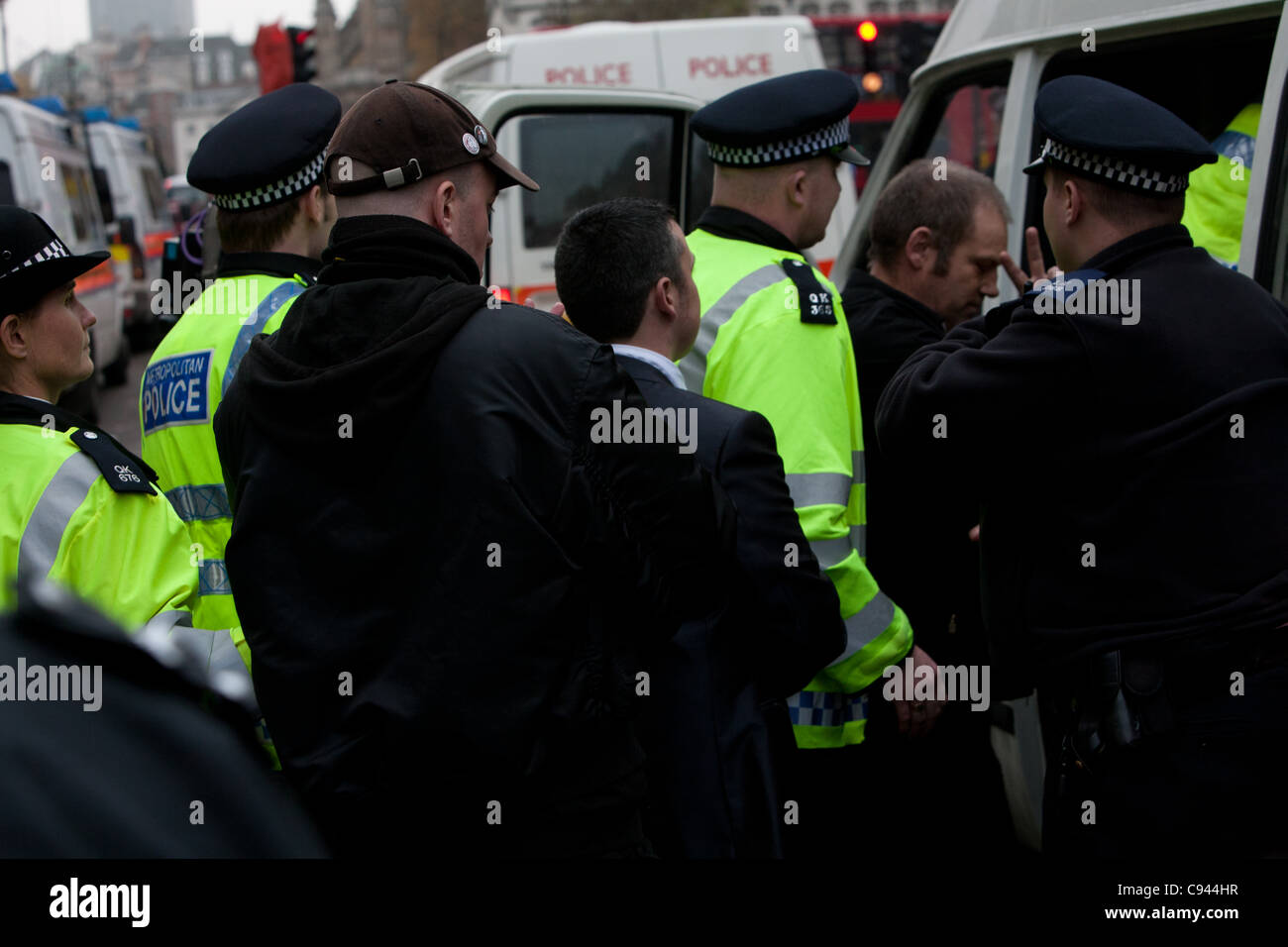 London, UK, 22/10/2011. EDL supporters arrested under section 5 of the ...