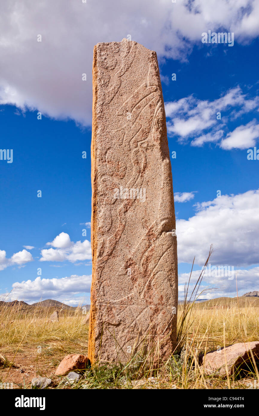 Ancient deer stone in the desert of Mongolia near Moron Stock Photo - Alamy