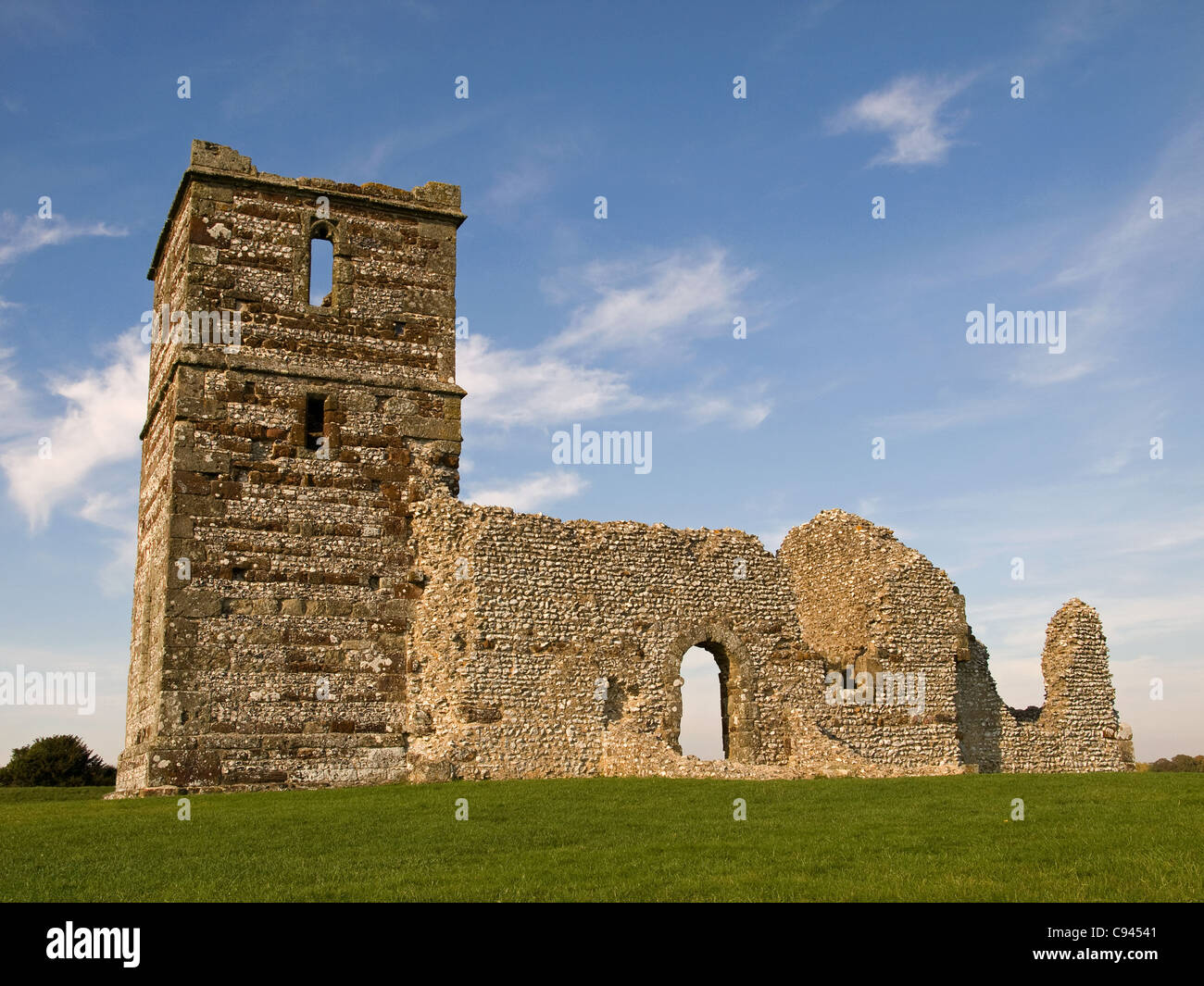 The ruins of Knowlton Church and Earthworks Dorset England UK Stock ...