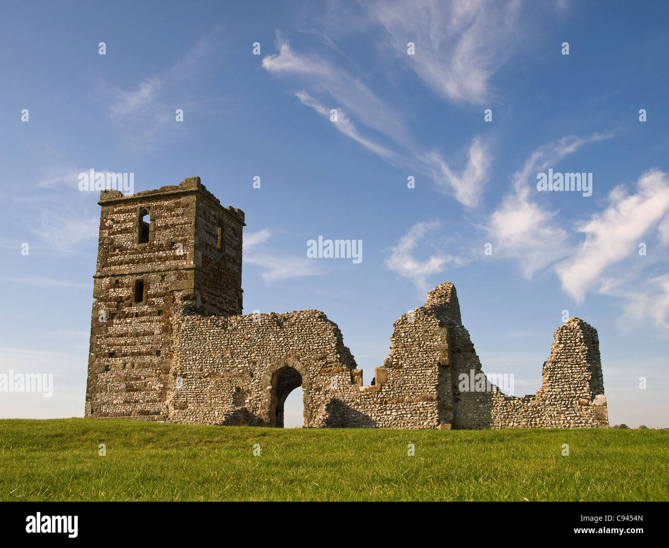 The ruins of Knowlton Church and Earthworks Dorset England UK Stock ...