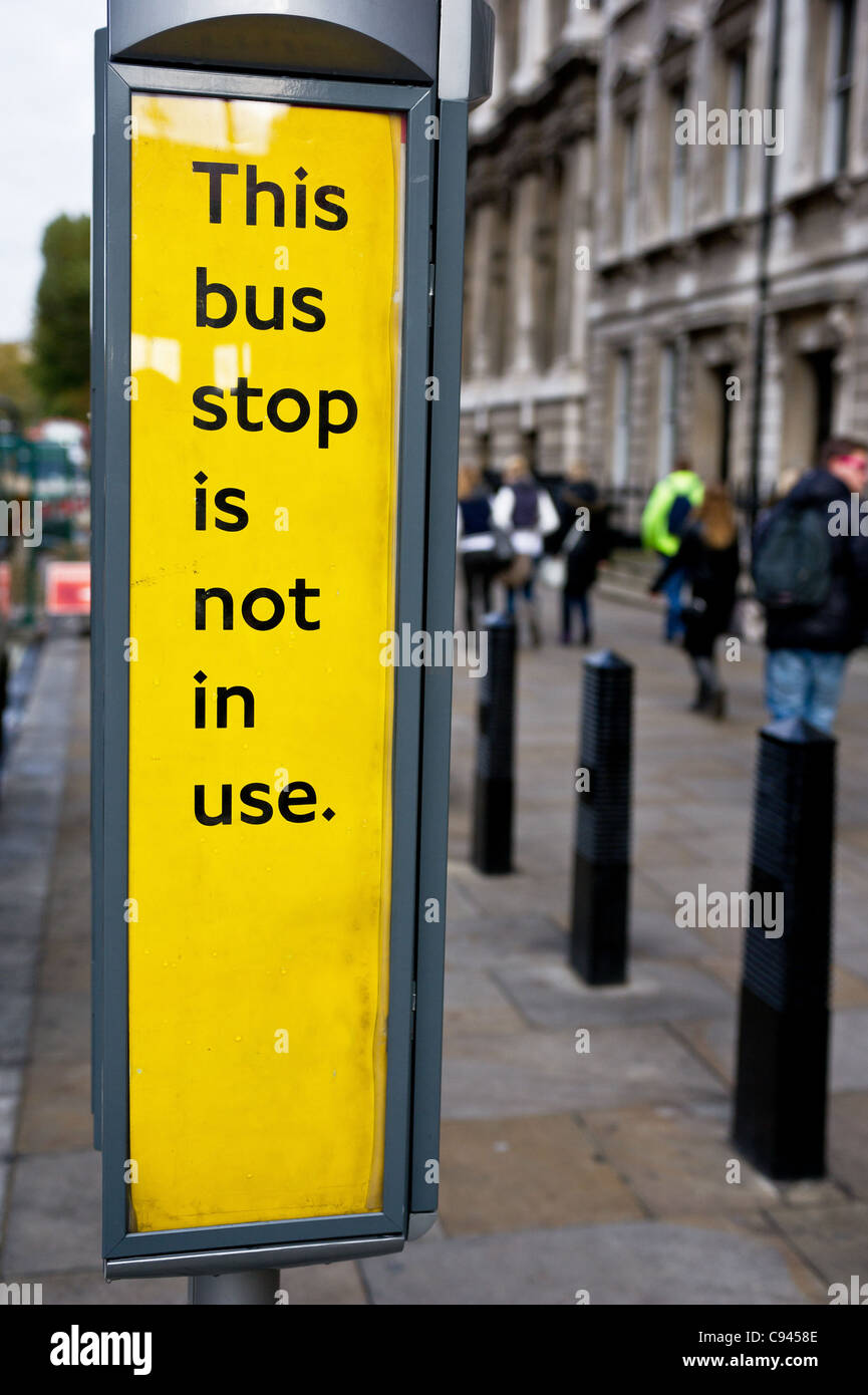 A sign at a bus stop in London Stock Photo - Alamy