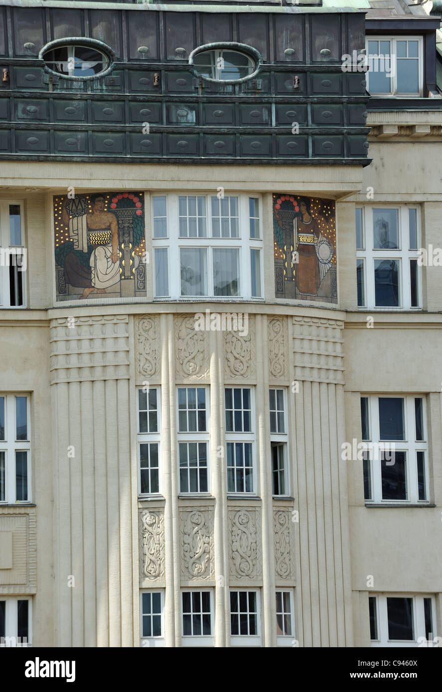 Wenceslas Square Nove Mesto Prague Czech Republic Art Deco building ...